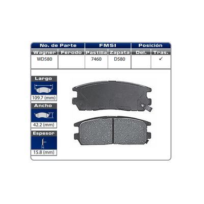 Balatas Traseras Ceramica Wagner WD580 Acura Slx 1996-1999